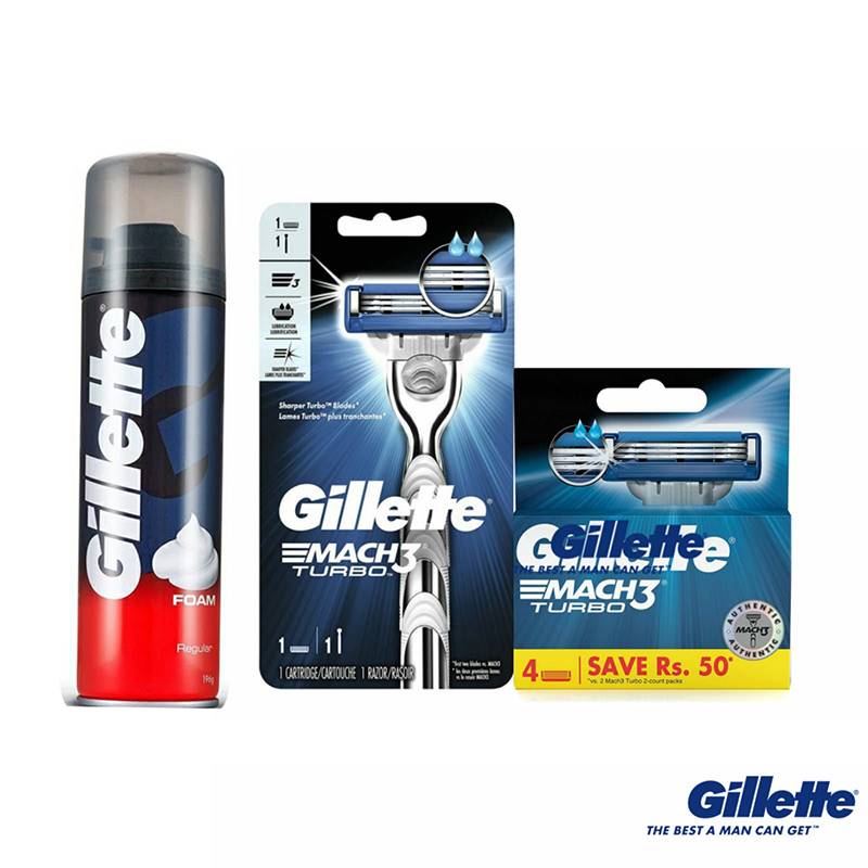 Gillette Mach 3 Turbo Razor with Foam and Turbo Blades - Send Gifts and ...